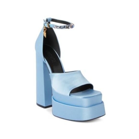 Versace | Shoes | Versace Womens Light Blue 22 Platform Square Toe ...